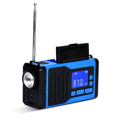 China Hand Crank Powered 5000mAh Power Bank Radio Dynamo Flashlight Reading Lamp Earphone Jack Built-in Speaker SOS Alarm for for sale