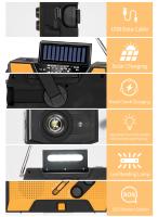 China Super Bright Led Torch Lantern Emergency Portable AM/FM Outdoor Radio with Clock Hand Crank SOS Solar Charging Power Bank for sale