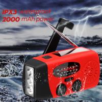 China Upgraded 2000mAh Portable Crank Solar Powered AM/FM NOAA Weather Alert Radio with Flashlight 3 Charging Ways & Power Bank for sale