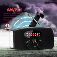 China Upgraded 2000mAh Portable Crank Solar Powered AM/FM NOAA Weather Alert Radio with Flashlight 3 Charging Ways & Power Bank for sale