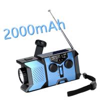 China Mini USB Rechargeable 2000mAh AM/FM Emergency Weather Radio with SOS Alarm Flashlight Built-In Speaker Power Bank Camping Hiking for sale