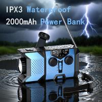 China Mini USB Rechargeable 2000mAh AM/FM Emergency Weather Radio with SOS Alarm Flashlight Built-In Speaker Power Bank Camping Hiking for sale