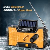 China Emergency AM/FM Radio Power Bank USB Solar Hand Crank Charging Clock SOS Alarm Flashlight Indoor/Outdoor for sale