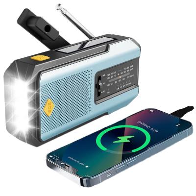 China OEM Portable 2000mAh Plastic Power Bank LED USB Charge Audio AM/FM/NOAA Weather Radio SOS Alarm Hand Crank Emergency Flashlight for sale