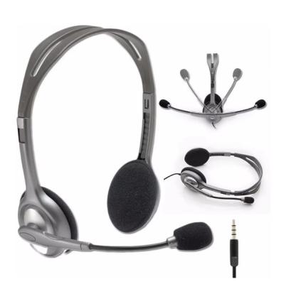 China Logitech H111 H110 MTI-Waterproof Stereo Headphones 3.5mm Jack Plug Noise Cancelling Gaming LED Single Double Plug Options for sale