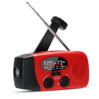 China Portable 5000mAh Red CE Certified Power Bank USB Charger Emergency Solar Hand Crank AM/FM Radio SOS Signal Flashlight Factory for sale