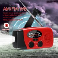 China Portable 5000mAh Red CE Certified Power Bank USB Charger Emergency Solar Hand Crank AM/FM Radio SOS Signal Flashlight Factory for sale