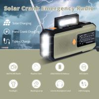 China OEM Factory 2000mAh Rechargeable Battery Portable Solar Radio AM/FM Power Bank LED Flashlight SOS Alarm Camping for sale