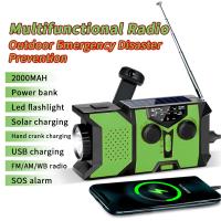 China Mini All-in-One Emergency Hand-Crank & Solar Power Radio with 2000mAh Rechargeable Battery & LED Flashlight for Winter Storms for sale