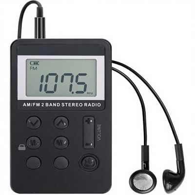 China Personal AM/FM Pocket Radio Portable Mini Digital Tuning Rechargeable Battery Earphone Lock Screen Walk/Jogging/Gym/Camping for sale
