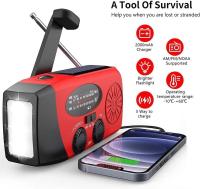 China Portable Emergency Radio Solar Hand Crank Powered AM/FM Tuner 2000 MAh USB Phone Charger SOS Alarm LED Flashlight Household for sale