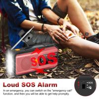 China FM AM NOAA Radio with Power Bank LED Light Solar Charging Hand Crank Portable Outdoor Emergency Plastic IPX3 Waterproof for sale