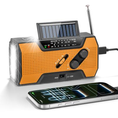 China New Model USB Charged Self Powered AM/FM Weather Radio with Power Bank Portable Solar Hand-crank  with Flashlight for Emergency for sale