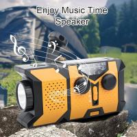 China Factory Wholesale Waterproof Portable Emergency Power Bank Solar Powered Hand Crank Weather Radio Built-in Charging Cable for sale
