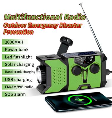 China Hot Selling Bright Flashlight Hand Crank Charger NOAA Weather AM FM Radio with SOS Alarm for Emergency Hiking for sale