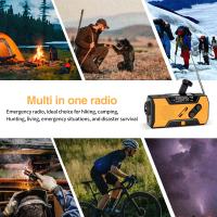 China Handheld Solar Emergency Radio AM/FM 5000mAh Battery Powered Portable Radio with Phone Charger, SOS Alarm, Survival Flashlight for sale