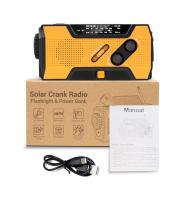 China Handheld Solar Emergency Radio AM/FM 5000mAh Battery Powered Portable Radio with Phone Charger, SOS Alarm, Survival Flashlight for sale