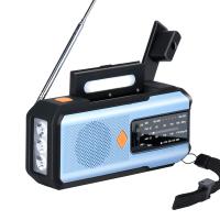 China New Model Portable Mini Hand Crank Radio 2000mAh Power Bank Emergency SOS Flashlight Solar FM/AM Speaker Survive Kit Clock for sale
