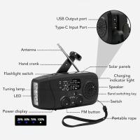China Solar Hand Crank AM/FM Emergency Weather Alert Radio 3 Charging Methods IPX3 LED Light Camping Outdoors USB Power Bank 2000mah for sale