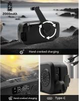 China Solar Hand Crank AM/FM Emergency Weather Alert Radio 3 Charging Methods IPX3 LED Light Camping Outdoors USB Power Bank 2000mah for sale