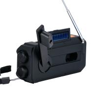 China Portable Solar Emergency Radio with SOS Alarm Autonomous Hand Charging and USB Power Bank Includes FM and AM Band Flashlight for sale