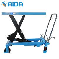 China Hand  Scissor Lift Table Trolley , 150kg Pallet Hydraulic Lift Table hydraulic scissor lift platform for sale