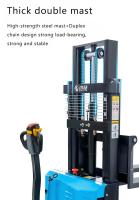 China Lead-Acid Battery Electric Stacker with 1.5 Ton Load Capacity and 3000mm Lift Height for sale