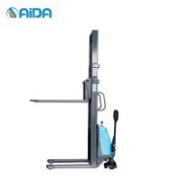 China 3.0m Semi Electric Hydraulic Pallet Stacker with 1500kg Load Capacity 1700*800*2086mm for sale