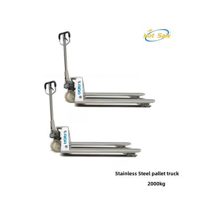 China Custom 550mm Galvanized Stainless Steel Manual Hand Pallet Truck With 1T - 5T Load Capacity for sale