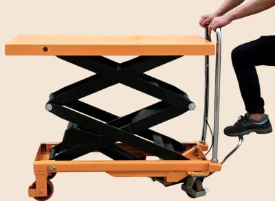 China Heavy Duty Hydraulic Table Lifter 105 Kg Service Weight 950 Mm Lifting Height Foot Pedal Operation for sale