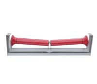 China Durable Conveyor Return Roller Set - Red Industrial Belt Support System for sale