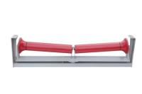 China Durable Conveyor Return Roller Set - Red Industrial Belt Support System for sale