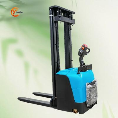 China Stand On Walkie Electric Stacker Forklift with 1.5 Ton Capacity and 1600-3500mm Lift Height Powered by AC/DC Drive Motor for sale