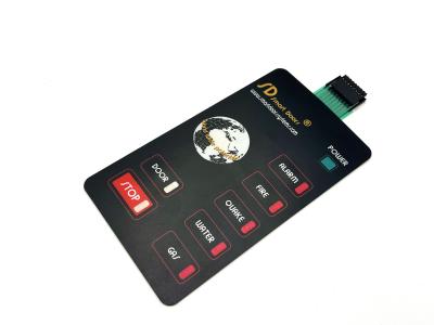 China Flat Button Semi Transpranet Red LED Window Backlit Membrane Switch Panels With 2.54MM Houssing for sale