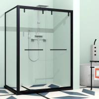 China 304 Stainless Steel Bathroom Glass Door Partition With Double Sliding Door for sale