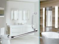 China Hotel Round Tube Shower Door Glass Handle Seven And L Shaped High Strength for sale