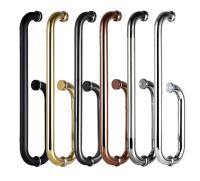 China Hotel Round Tube Shower Door Glass Handle Seven And L Shaped High Strength for sale