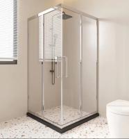 China Stainless Steel Shower Room Bathroom Glass Door Square Diagonal Sliding for sale
