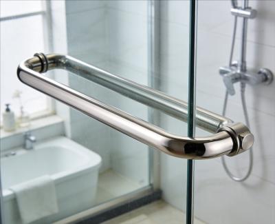 China High Gloss Silver Metallic Finish Shower Glass Door Handle Featuring Burr Free Surface and Rounded Edges for Safe and Comfortable for sale