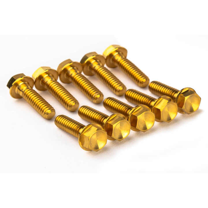 TOBO Customized M8 Hex Flanged Bead Lock Bolt Kit Titanium Bolts 1/4 Gold for 600/270 Micro Sprint