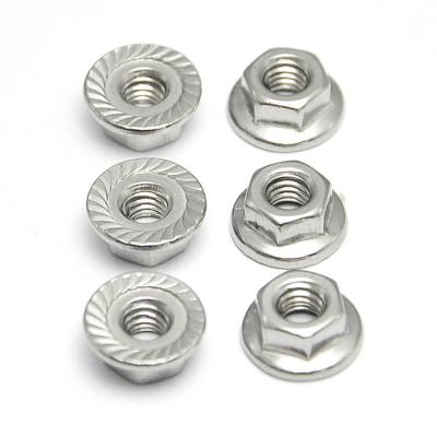 China DIN 6923 A4 Serrated Hex Flange Nut Stainless Steel 304 / 316 M5 M6 M8 Locknut A2-70 for sale