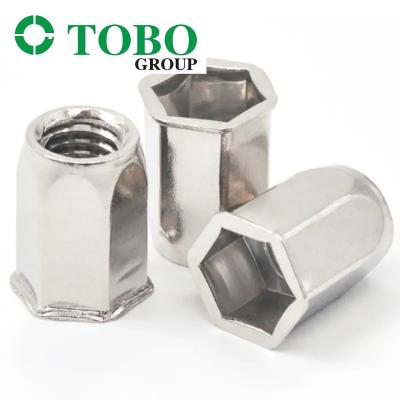 China Stainless Steel A2 A4 5mm Hollow UNC Reduced Head Full Hex Threaded Rivet Nuts for sale
