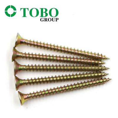 China China Manufacturer Yellow Zinc Plated Countersunk Flat Head Chipboard Screw For Wood for sale