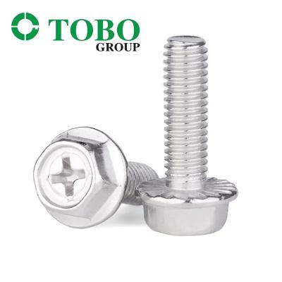 China Super Duplex Stainless Steel 2205 2507 A286 Phillips Drive Hex Head Flange Bolt DIN6921 for sale