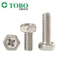 China 304 316 Stainless Steel M3 - M8 Cross Recessed Hexagon Bolts With Indentation for sale