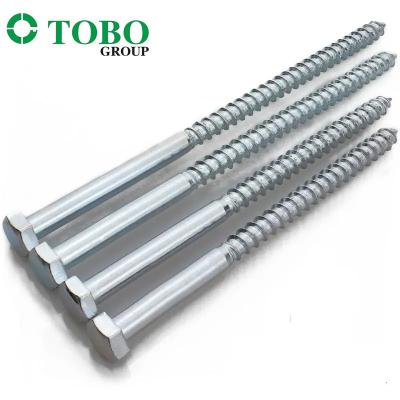 China TOBO Zinc Plated Full Thread Din571 Hexagon Head Wood Screws Bulk Coach Screws for sale