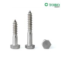 China DIN571 Stainless Steel SS304 SS316 Hex Head Wooden Screw With Half Thread for sale