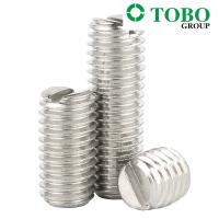 China DIN551 stainless steel 3/8 headless grub screws slotted set screws with flat point for sale
