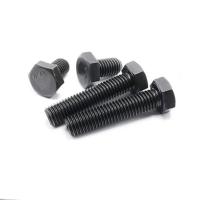 China 35crmo Alloy Steel Hexagon Bolt DIN931 Grade 12.9 M16 Full Thread Bolts Black Galvanized for sale
