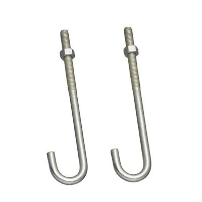 China Stainless Steel J Type Anchor Bolts L7 with Nuts M10 Plain Finish Corrosion Resistant Hardware for sale